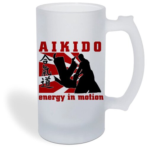 Кружка пивная CoolPodarok Aikido energy in motion (Энергия айкидо в движении)