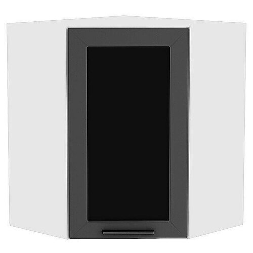 Шкаф кухонный навесной угловой со стеклом Полюс, МДФ Soft-touch темно-серый