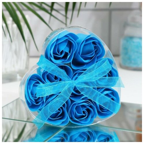 Набор, синие розы" 9 мыльных лепестка в пвс коробке