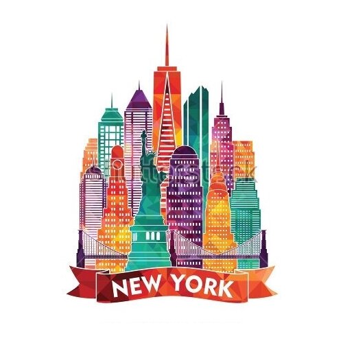 Постер на холсте Символы и небоскрёбы Нью-Йорка 60см. x 60см.
