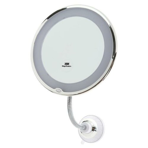 Luazon Home Зеркало настенное KZ-13, косметическое, подсветка, 14 диодов, 3хААА, вращение на 360