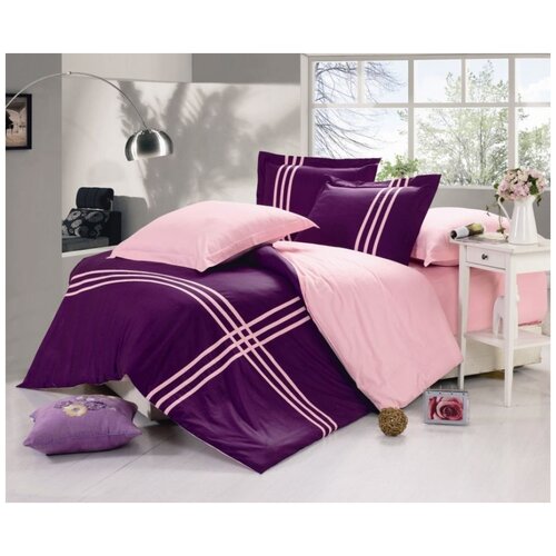 Комплект постельного белья Valtery OD-39, 2-спальное, сатин, фиолетовый/розовый