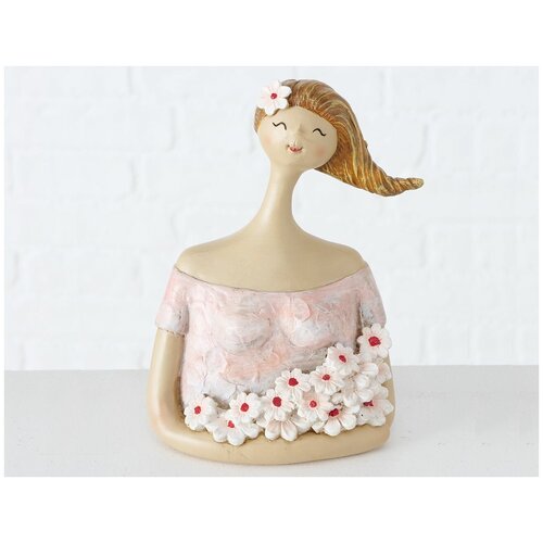 Boltze Декоративная статуэтка Девушка с цветами Лили-Элоди 16 см 1021323