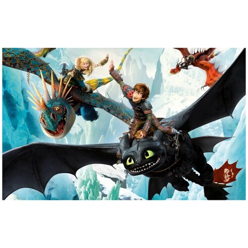 Плакат, постер на холсте How to Train Your Dragon/Как приручить дракона/. Размер 30 на 42 см