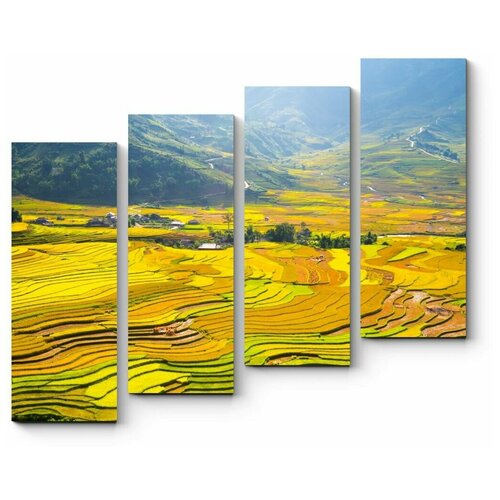 Модульная картина Рисовые поля у подножия гор Вьетнама 140x121