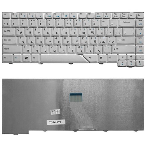 Клавиатура для ноутбука Acer Aspire 4220, 4230, 4310, 4520, 4710, 4720, 5230, 5300 Series. Плоский Enter. Белая, без рамки. PN: V072146AS1.