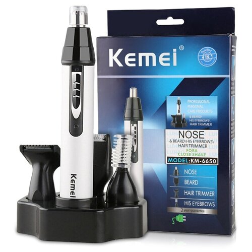 Универсальный профессиональный аккумуляторный электрический триммер Kemei KM-6650 для стрижки бороды и усов стрижки ушей и носа 4 в 1