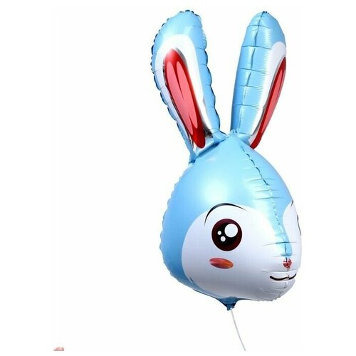 Шар фольгированный 23" "Голова кролика", цвет голубой