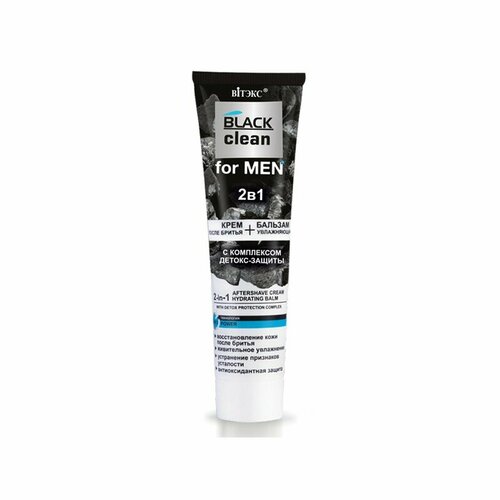 Витекс Black clean for men 2 в 1 Крем после бритья + Увлажняющий бальзам с комплексом детокс-защиты. 100мл