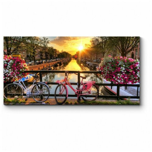 Модульная картина Прекрасный закат в Амстердаме 90x45