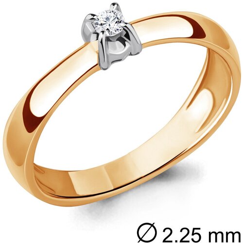 Кольцо помолвочное Diamant online, золото, 585 проба, бриллиант, размер 17, бесцветный