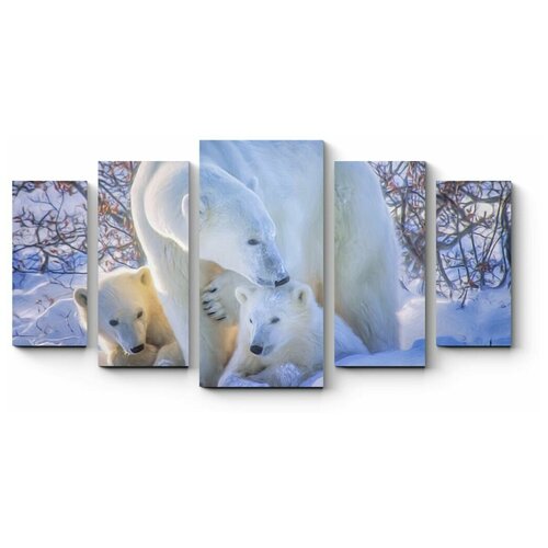 Модульная картина Семейная прогулка полярных медведей 170x94