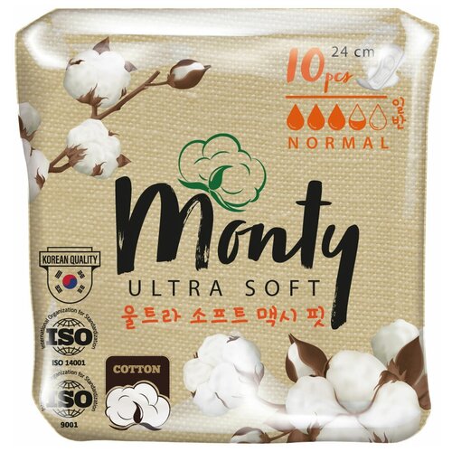 Monty Женские гигиенические прокладки Ultra Soft Normal Plus (240 мм), 10 шт в уп