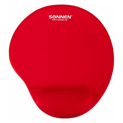 Коврик для мыши Sonnen, полиуретан+лайкра, с подушкой под запястье, красный (513301), 10шт.