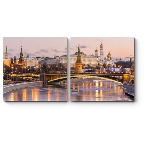 Модульная картина Зимнее утро в Москве60x30
