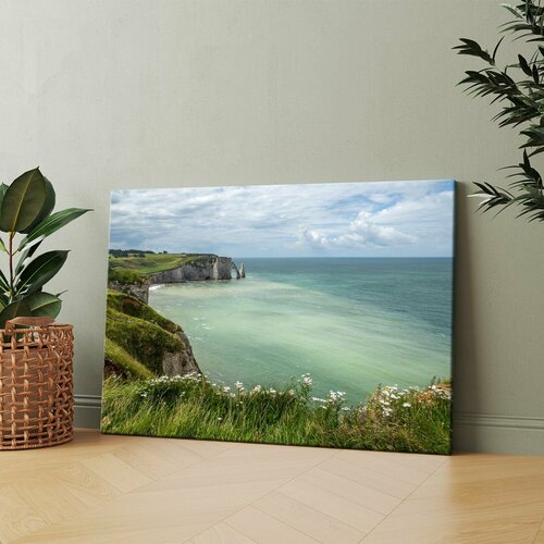 Картина на холсте (Цветы пейзаж, природа, побережье моря) 60x80 см. Интерьерная, на стену.