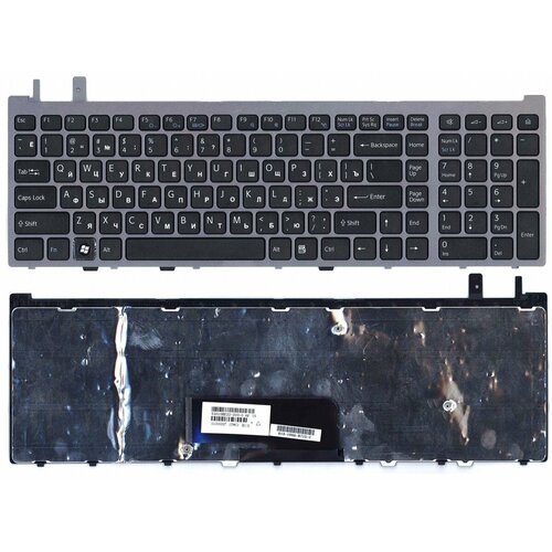 Клавиатура для Sony Vaio VGN-AW41ZF черная с серой рамкой