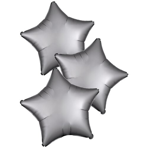 Набор воздушных шаров Anagram звёзды Сатин, Серебряный, 46 см, 3 шт
