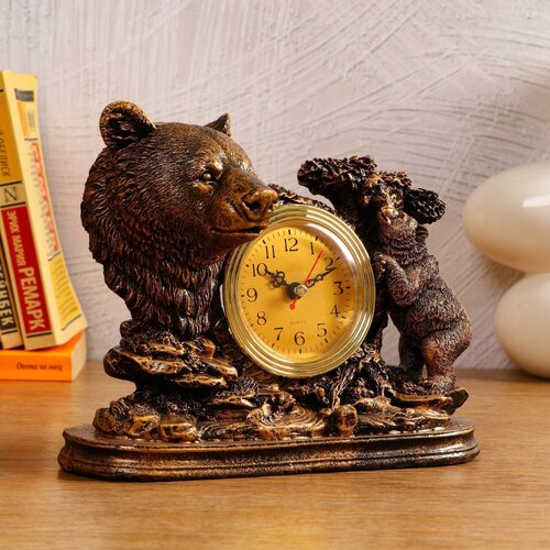 Часы настольные "Каминные. Медведица", дискретный ход, циферблат d-7 см, 23 х 19 см