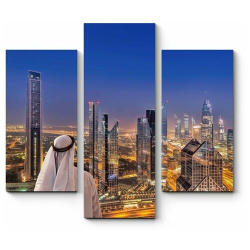Модульная картина Созерцание ночного Дубая 60x54