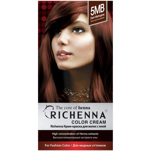 Richenna Крем-краска для волос с хной, 5MB dark mahogany, 120 мл