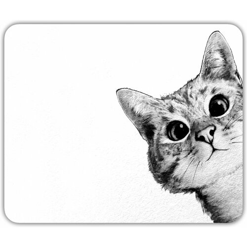 Коврик для мыши "Любопытный котик" (24 x 20 см x 3 мм)