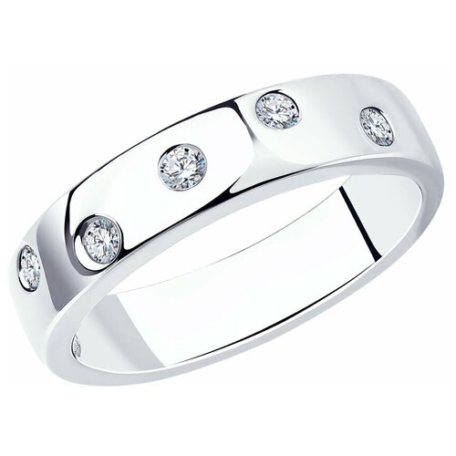 Кольцо Diamant, серебро, 925 проба, родирование, фианит, размер 18.5