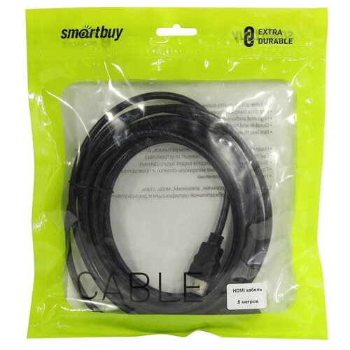 АудиоВидео кабель Smartbuy HDMI - HDMI ver.2.0 A-M/A-M, 5 м (K-353-502)