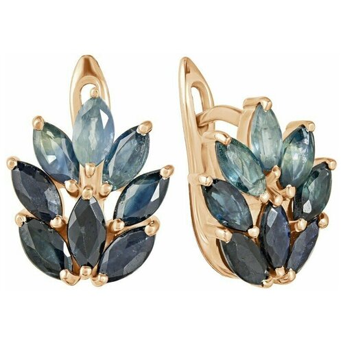 Серьги Lazurit Online, серебро, 925 проба, золочение, сапфир