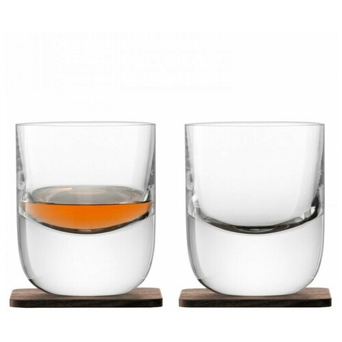 Набор из 2 стаканов renfrew whisky с деревянными подставками 270 мл