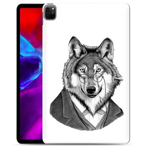 Чехол задняя-панель-накладка-бампер MyPads волк в пиджаке для Apple iPad Pro 12.9 2020/2021 (MHNF3/K3/Q3) (MHR83/43/E3) (MXFA2/MY2J2/MXAU2) противоударный