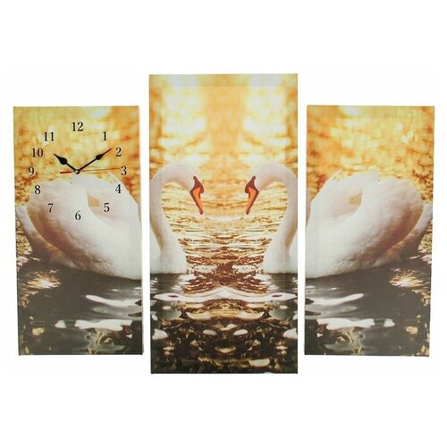 Часы настенные модульные «Пара лебедей», 60 × 80 см