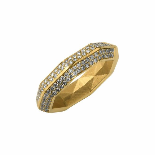 Кольцо обручальное Constantine Filatov геометричное кольцо с бриллиантами, желтое золото, 585 проба, бриллиант, размер 16, желтый