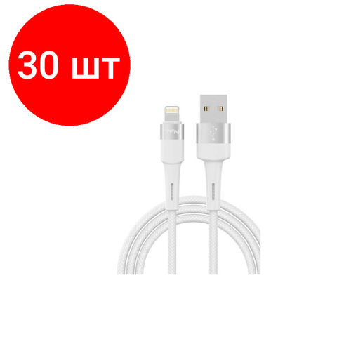 Комплект 30 штук, Кабель интерфейсный TFN USB - Lightning, 1.2м. бел (TFN, TFN-С-ENV- AL1MWH)