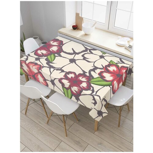 Скатерть прямоугольная JoyArty на кухонный стол "Старинные цветы" из оксфорда, 180x145 см