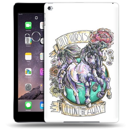 Чехол задняя-панель-накладка-бампер MyPads рисунок коней в цветах для Apple iPad Air 2 (A1566/A1567) противоударный