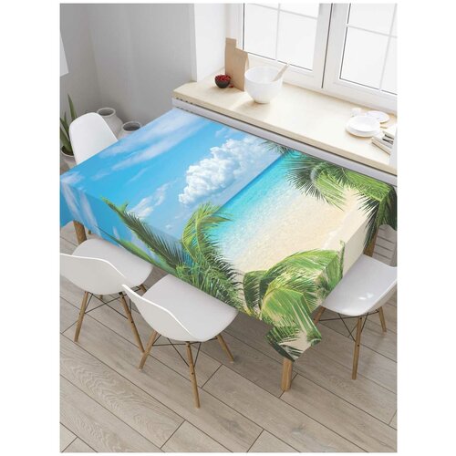 Скатерть прямоугольная JoyArty на кухонный стол "Вид с пальмы" из оксфорда, 120x145 см