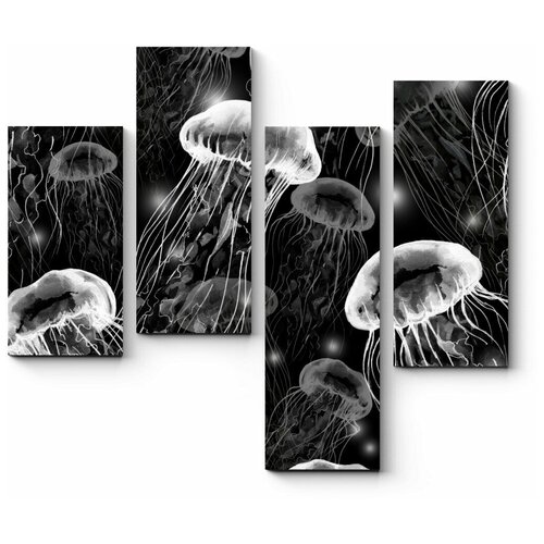 Модульная картина Черно-белые медузы 114x107