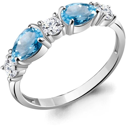 Кольцо Diamant online, серебро, 925 проба, фианит, топаз, размер 18