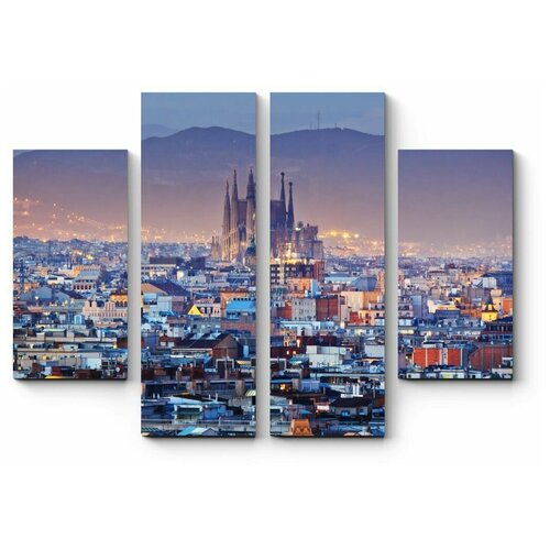 Модульная картина Величественная Барселона в сумерках80x60