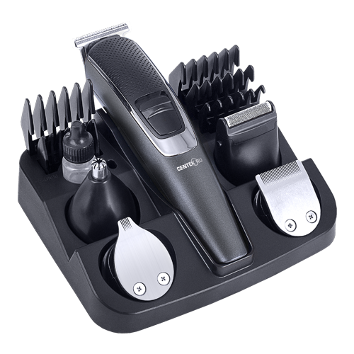 Машинка для стрижки волос Centek-2137 Gray (5в1: микротриммер, бритва, стайлер, триммер для носа)
