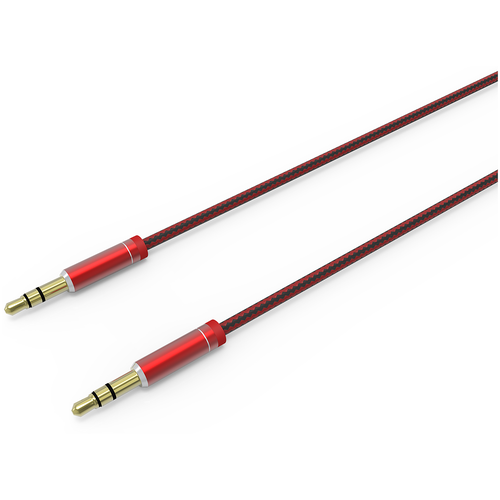 Кабель LDNIO LS-Y01/ AUX аудио кабель/3.5 mm jack - 3.5 mm jack/ 1m/ позолоченные контакты/ красный