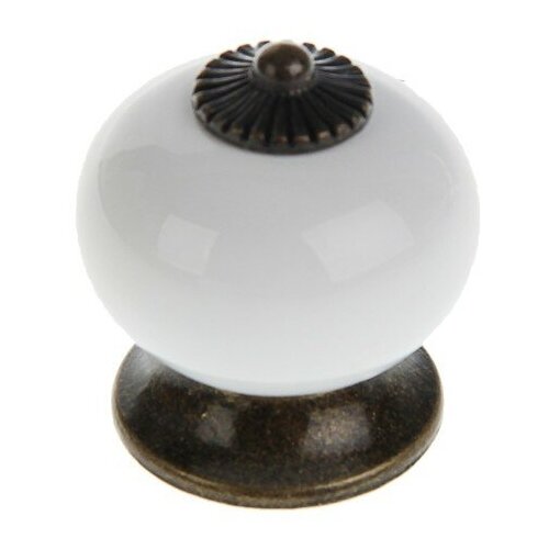 Тундра Ручка кнопка DOME Ceramics 003, керамическая, белая