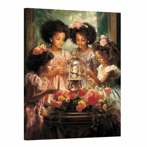 Интерьерная картина 50х70 "Роскошь цветов и девочки"