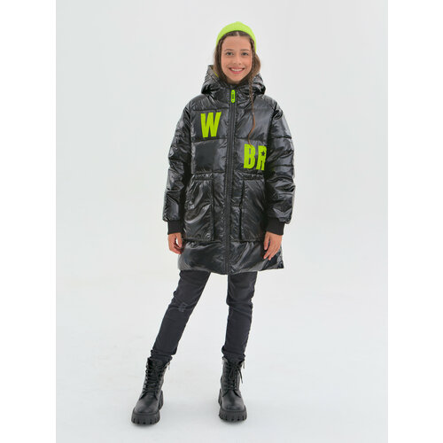 Куртка WBR Куртка зимняя утепленная подростковая, пуховик для девочек, размер 164, черный