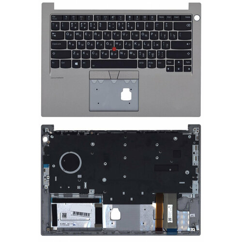 Клавиатура для ноутбука Lenovo 5M10V17019 черная с серебристым топкейсом