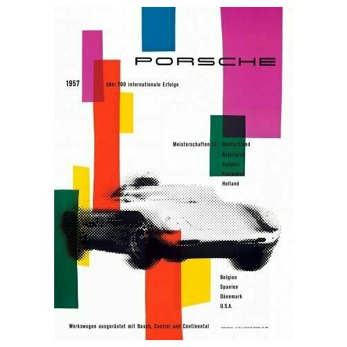 Плакат, постер на бумаге Max Huber-Porsche-Макс Хубер-Порше. Размер 42 х 60 см