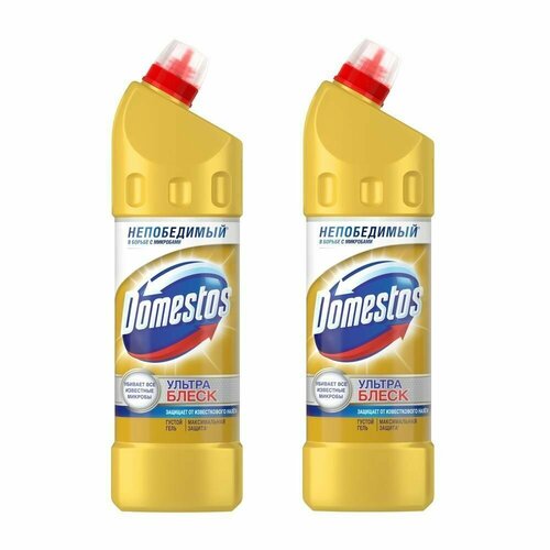 Domestos Ультра Блеск, чистящее средство для туалета, эффективное отбеливание, 500 мл. 2уп.