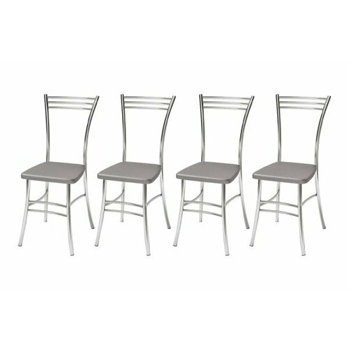 Комплект стульев "ТРИО-04" 4 шт - Серая экокожа / Хром