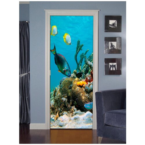 Наклейка интерьерная на дверь "Красивый морской пейзаж", самоклеющаяся 80х200 см.